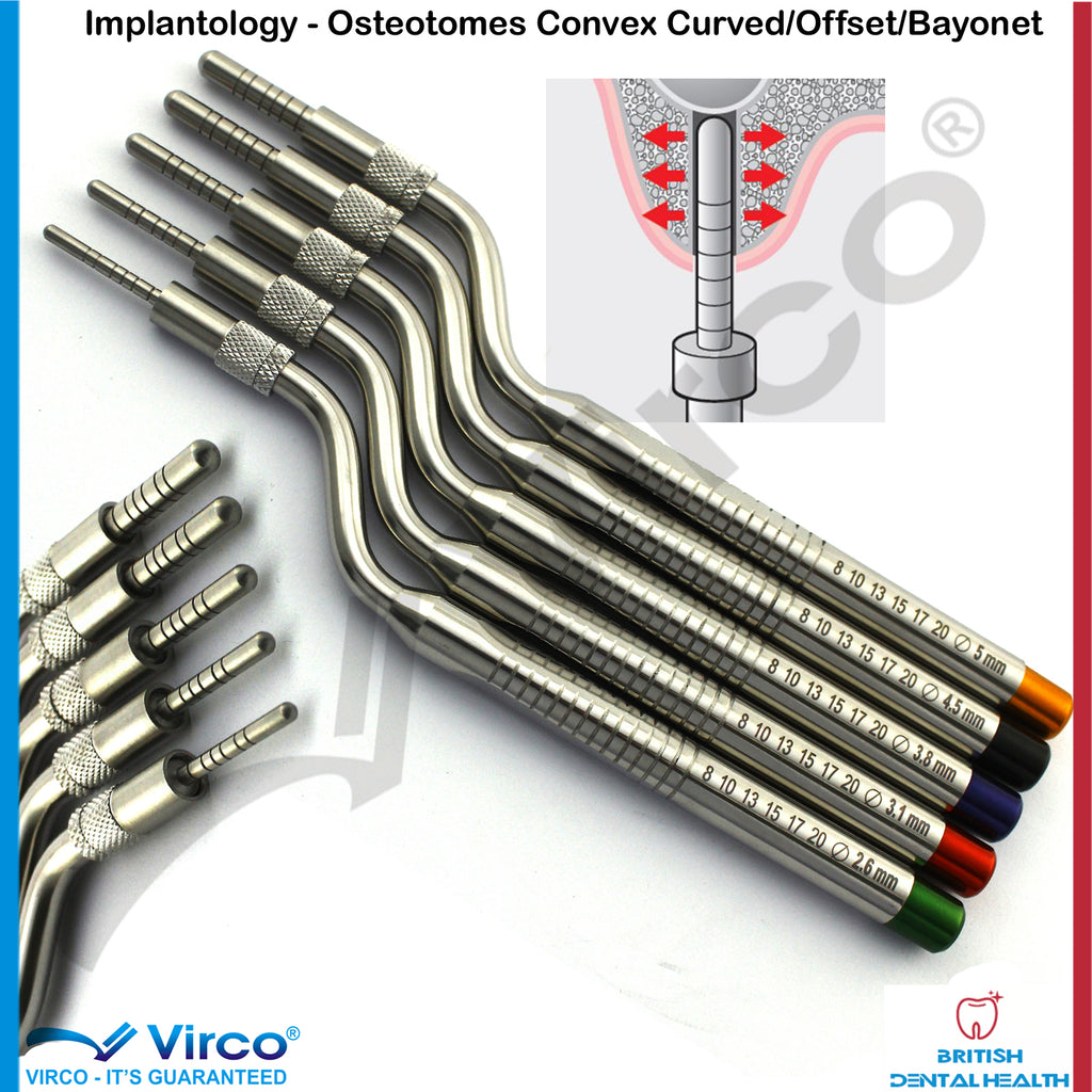 Dental Implantology Sinus Elevation Osteotomes Convex Offset Curved Ba ...